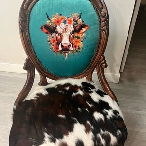 Accents | Cow Print Accent Chair With Floral Cow Design | Poshmark